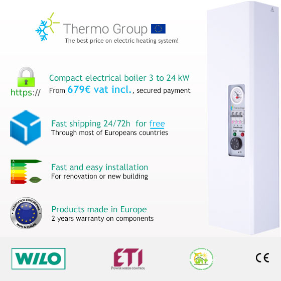 Electric boiler from 679 € (6/9/12/15/18/24 kW) free express shipping